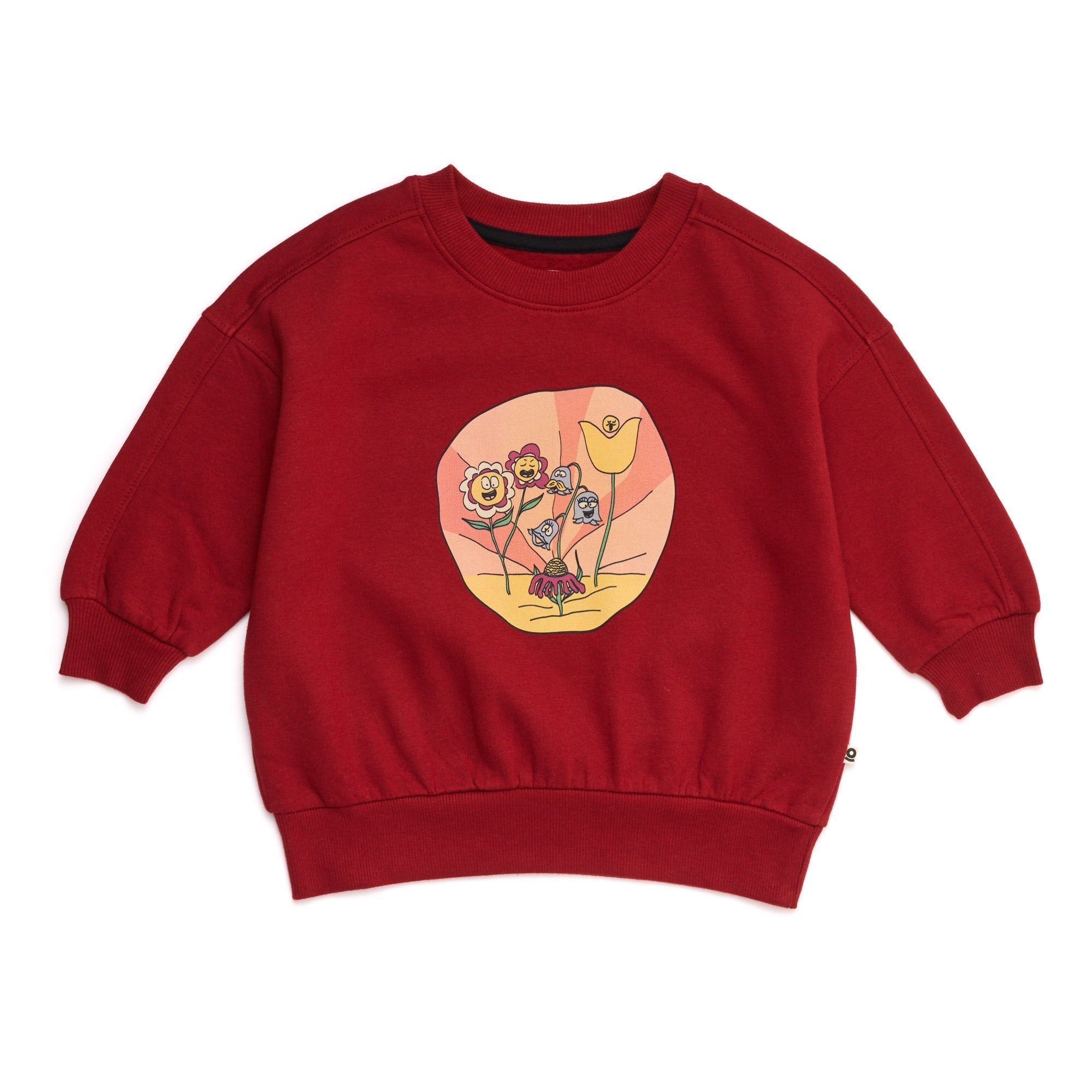Organic Cotton Kids Jumper - Hand-Drawn Print, Red, Oversized Fit